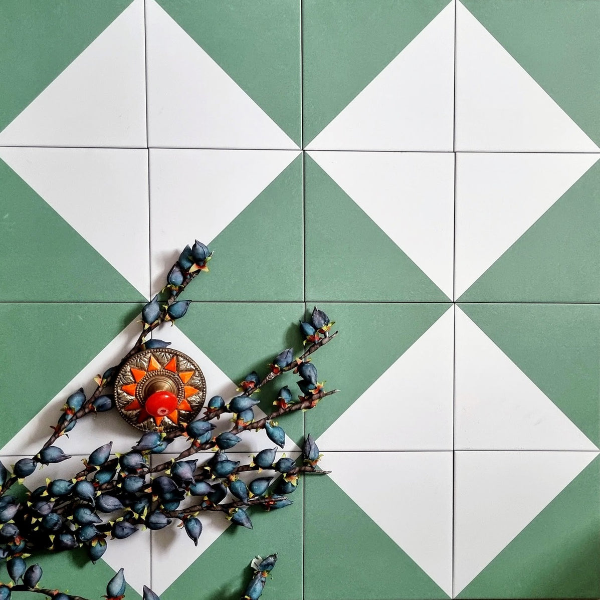 Magic Triangle Green Tile | Wall & Floor Tiles | Porcelain Tile | 20cm ...