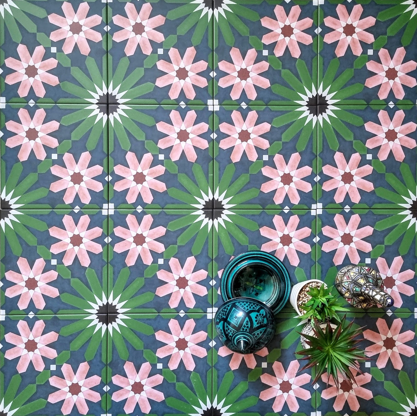 Fizaan Autumn Moroccan Pattern Tile 20cm x 20cm — Artisan Tile Company