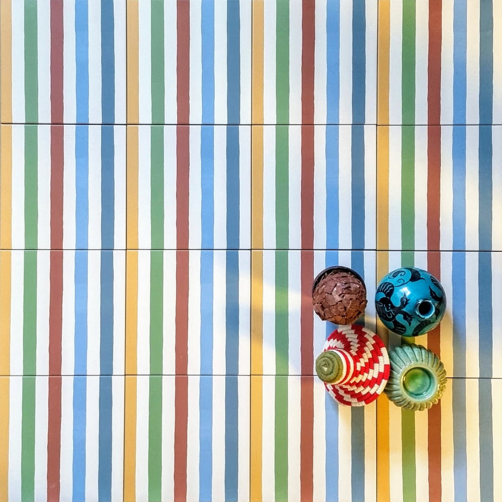 Stripes Vintage Rose Tiles | Moroccan Striped Tiles | 20cm x 20cm