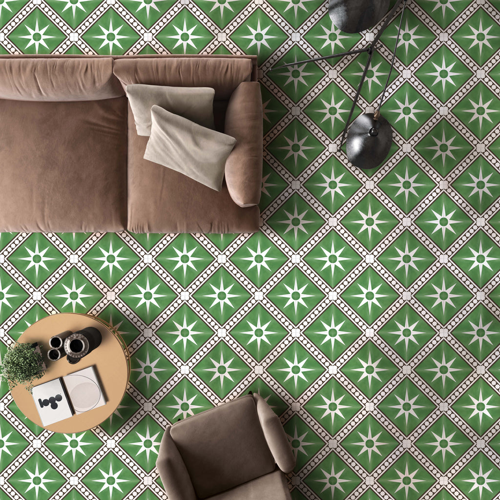 Galata Green Moroccan Geometric Tile 20cm x 20cm