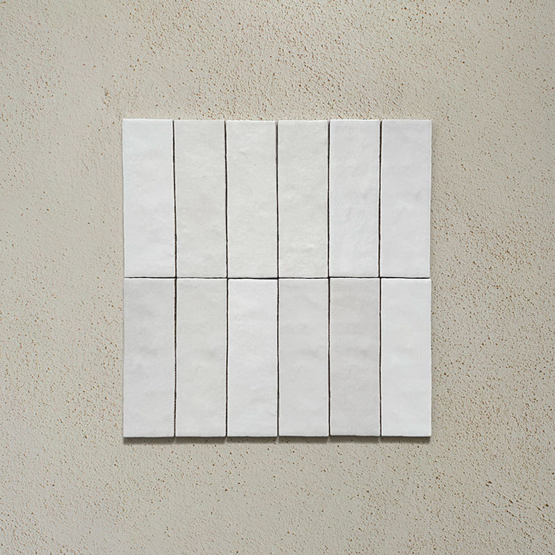 Zellij White Gloss Brick | Moroccan Style | 6.5cm x 20cm — Artisan Tile ...