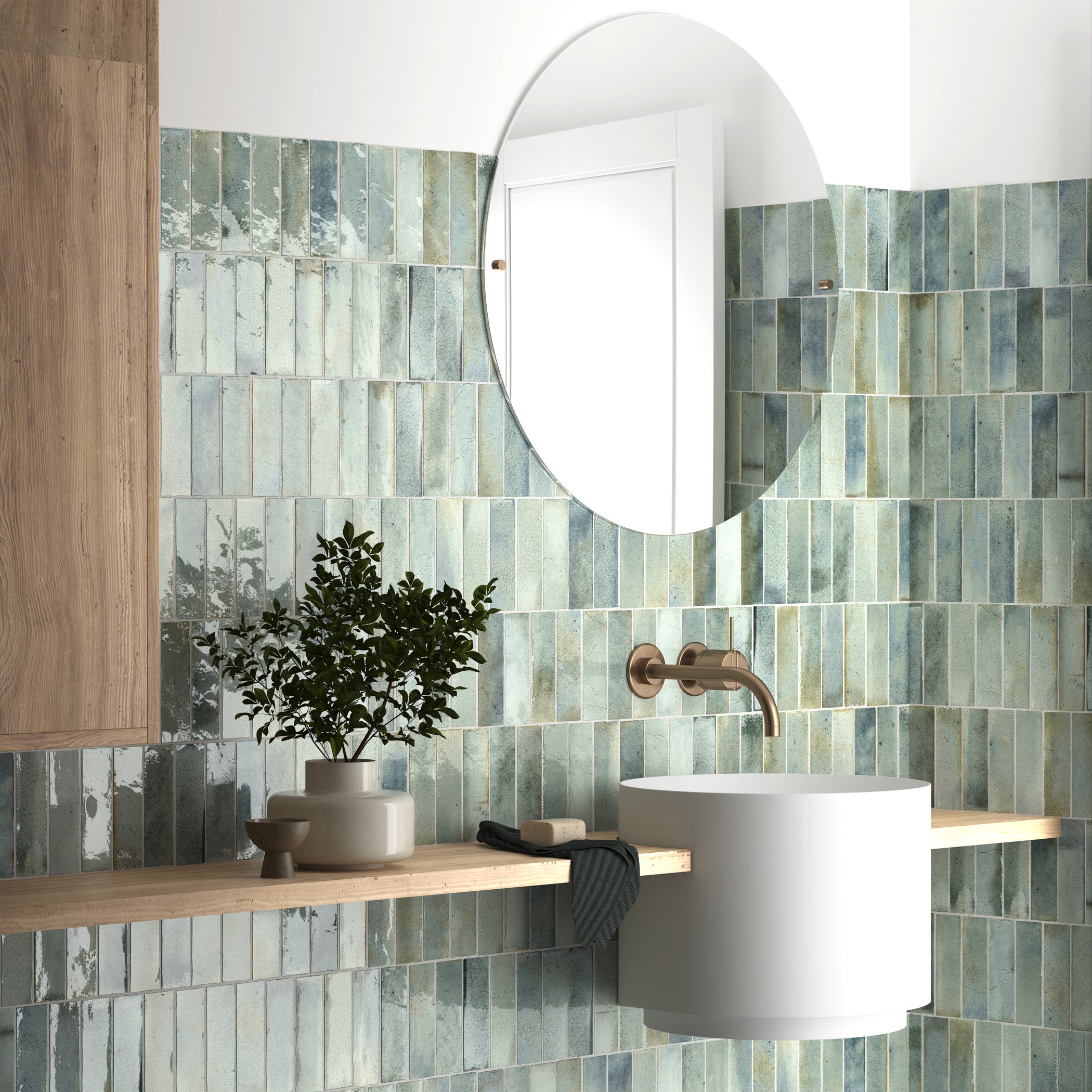 Beijing Brick Celadon Green Moroccan Wall Tiles 5.1cm x 16.1cm