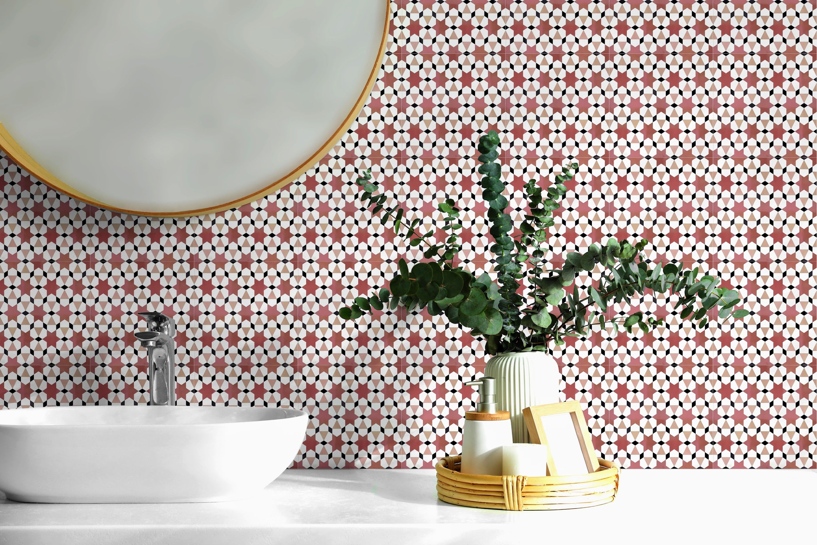Mekina Rose Stars Mini Moroccan Wall Floor Tile 15cm x 15cm — Artisan ...