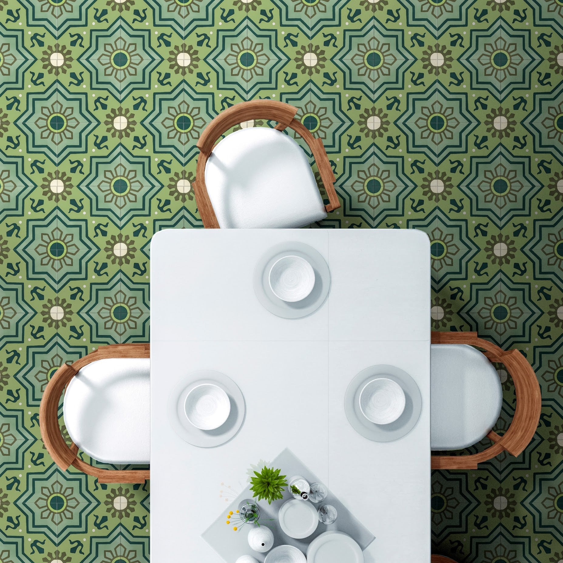 Brompton Verde Victorian style Tiles 20cm x 20cm — Artisan Tile Company