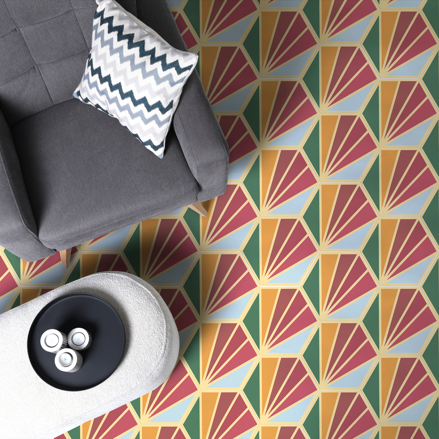 Spectrum Gold Patterned Hexagon Tiles — Artisan Tile Company
