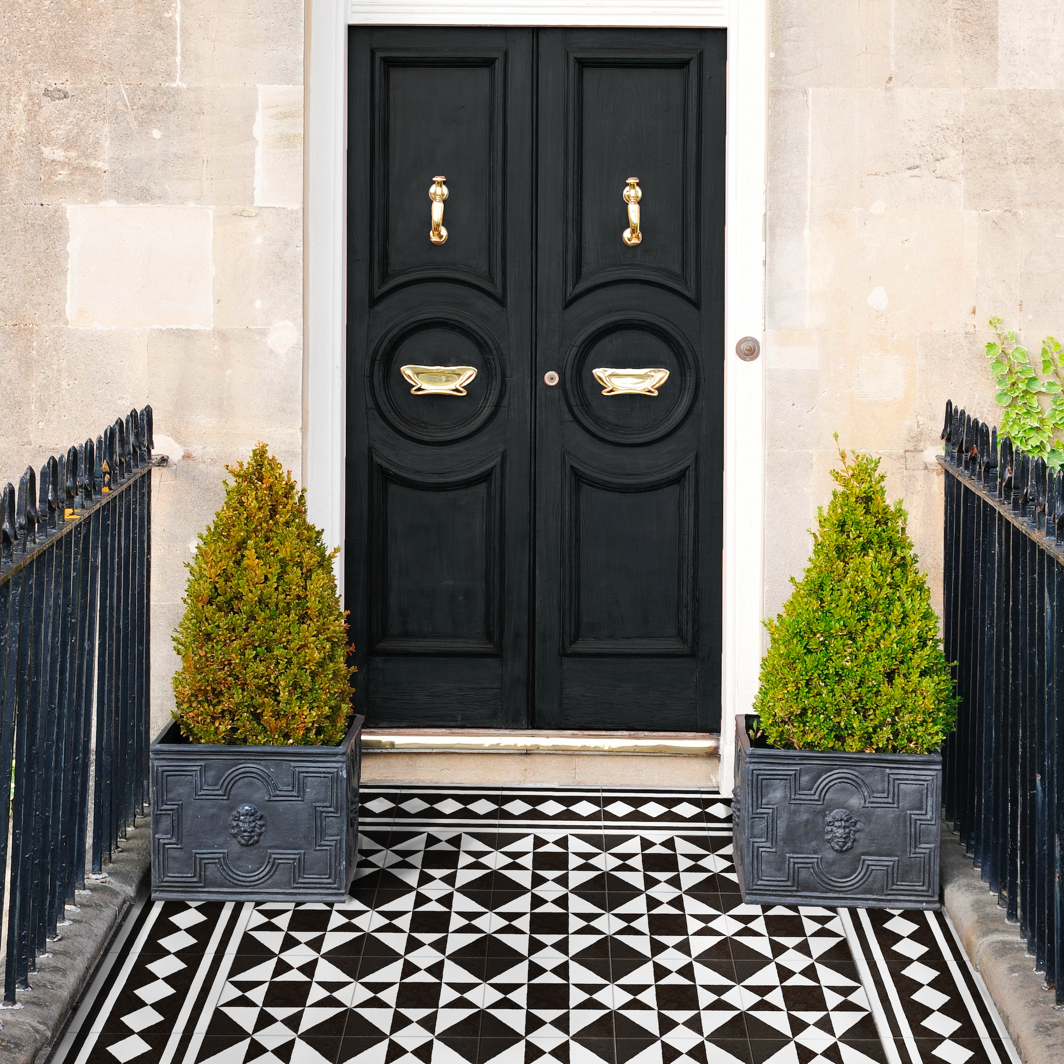 Maison Black Decor Victorian Pattern Tile 20cm x 20cm — Artisan Tile ...