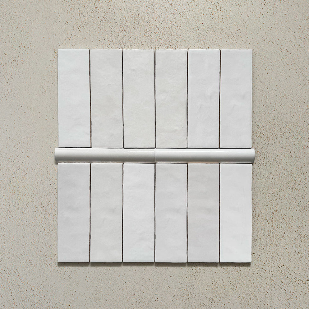 Zellij White Gloss Brick | Moroccan Style | 6.5cm x 20cm — Artisan Tile ...