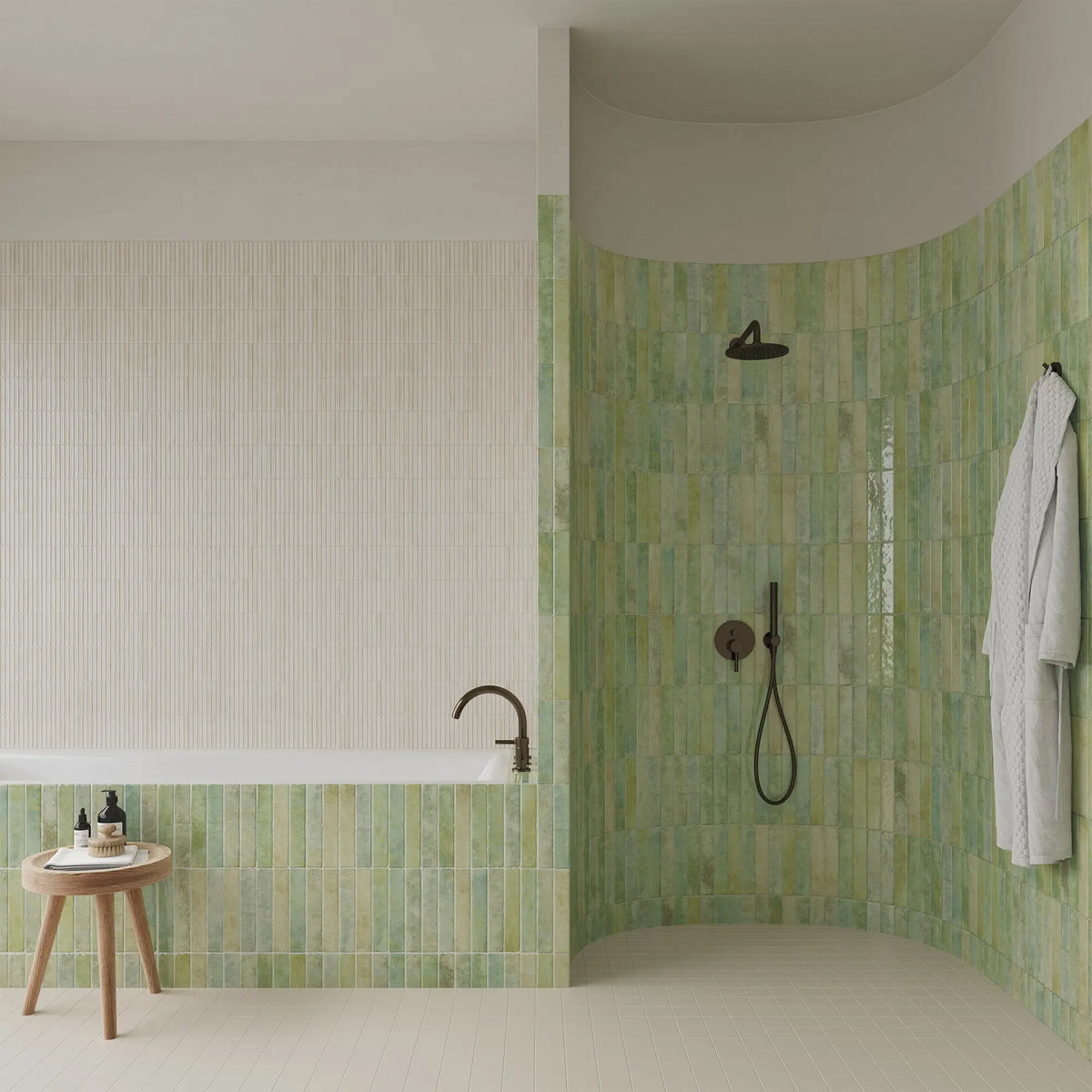 Elazar Brick Tile | Agave Green | Wall Tile | 5cm x 25cm — Artisan Tile ...