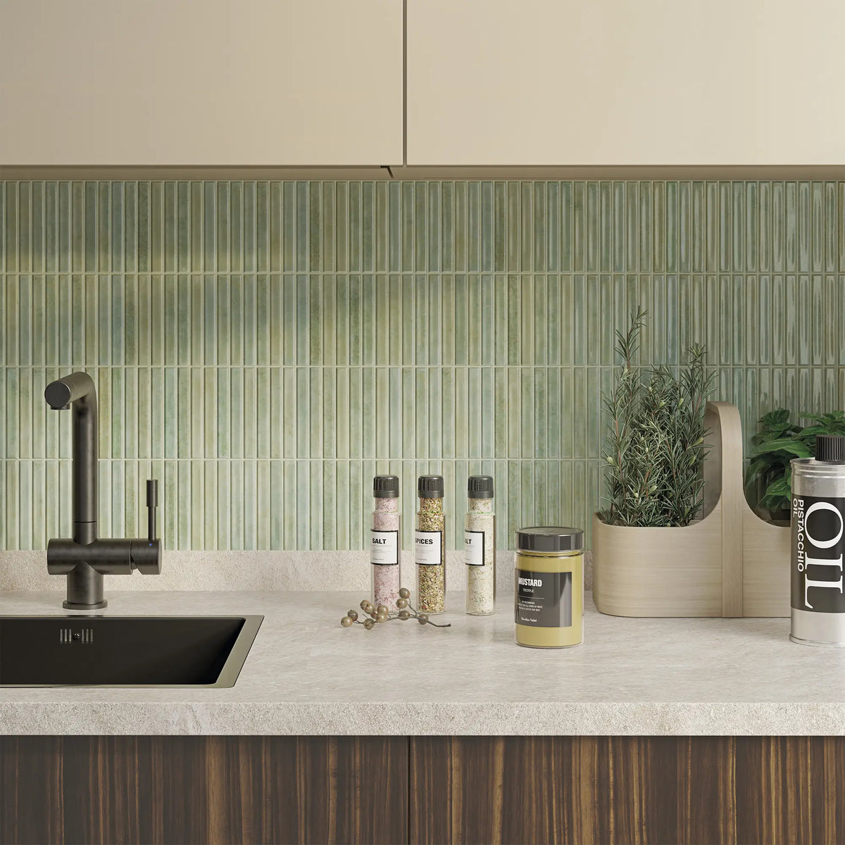 Elazar Decor Tile | Agave Green | Wall Tile | 12.5cm x 25cm — Artisan ...