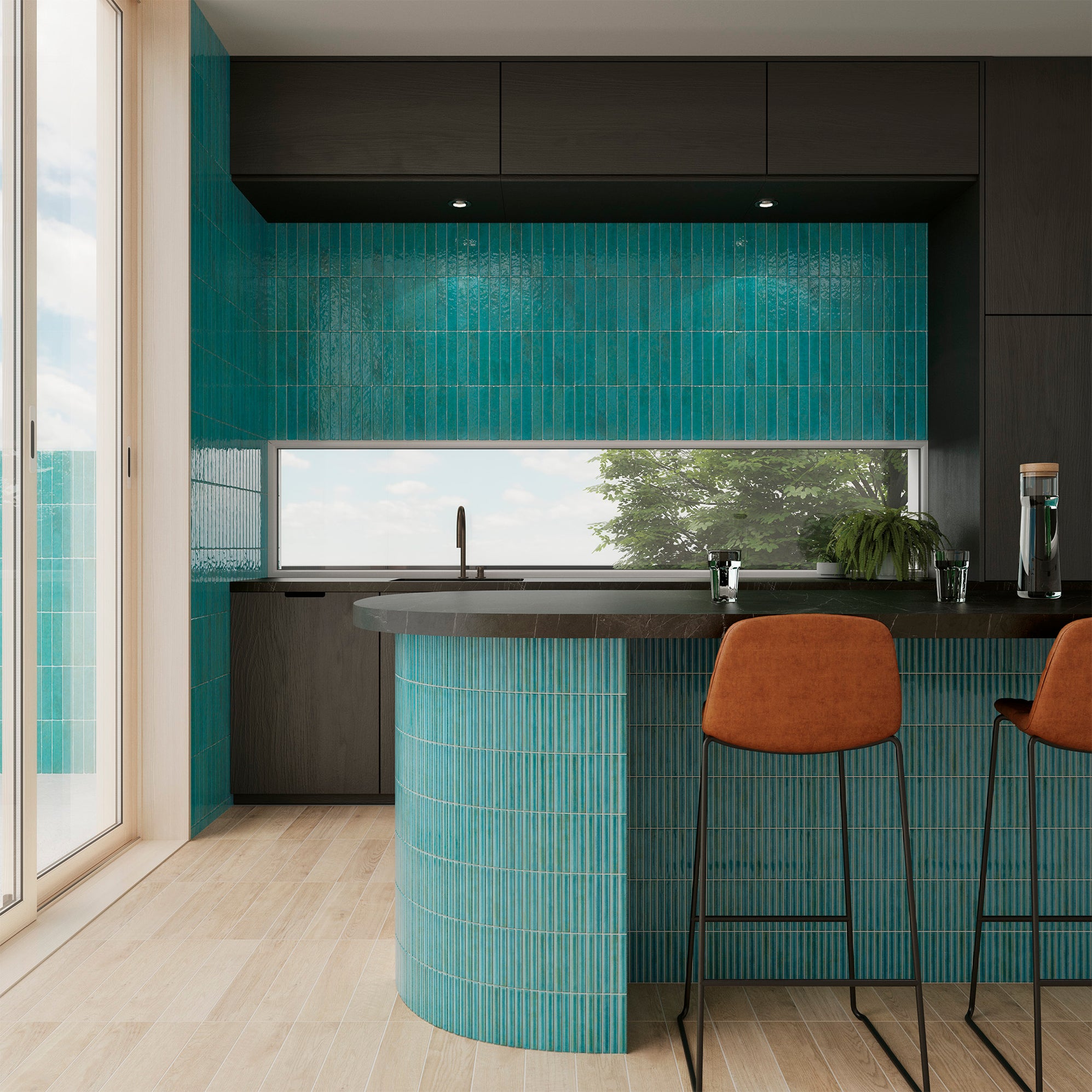 Elazar Brick Tile | Azul Blue | Wall Tile | 5cm x 25cm — Artisan Tile ...