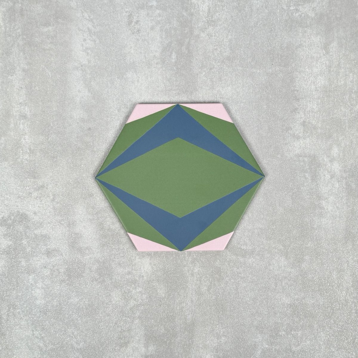 Babylon Hexagon Green and Pink 18.7cm x 21.6cm FULL TILE SAMPLE ...