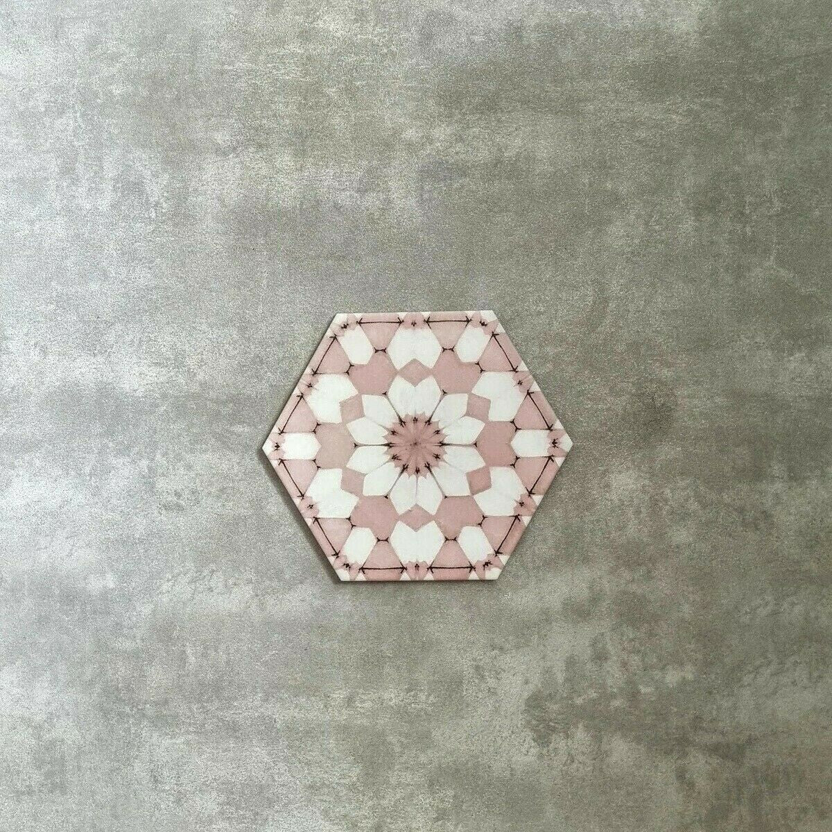 Maroush Dusty Pink Hexagon 18.7cm x 21.6cm FULL TILE SAMPLE — Artisan ...