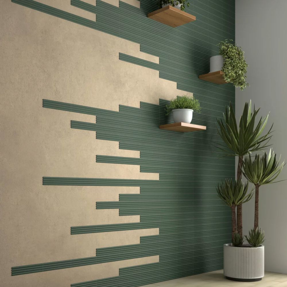 Rippled Brick 3D DECOR Tile | Laurel Green | Matt | 5cm x 20cm FULL TI ...
