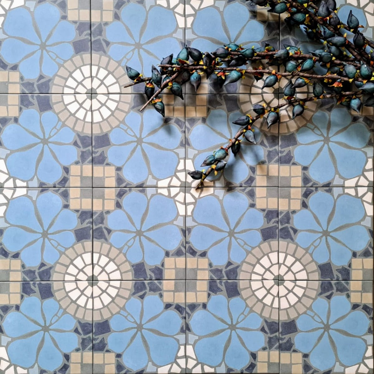 Bloom Azul Blue | Moroccan Style | 20cm x 20cm — Artisan Tile Company