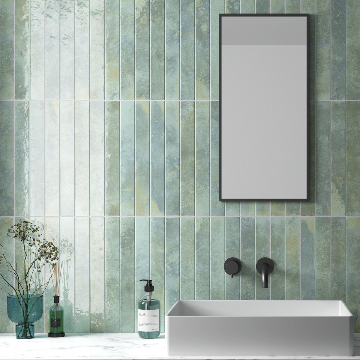 Maldives Celadon Green Wall Tiles | 5cm x 40cm — Artisan Tile Company