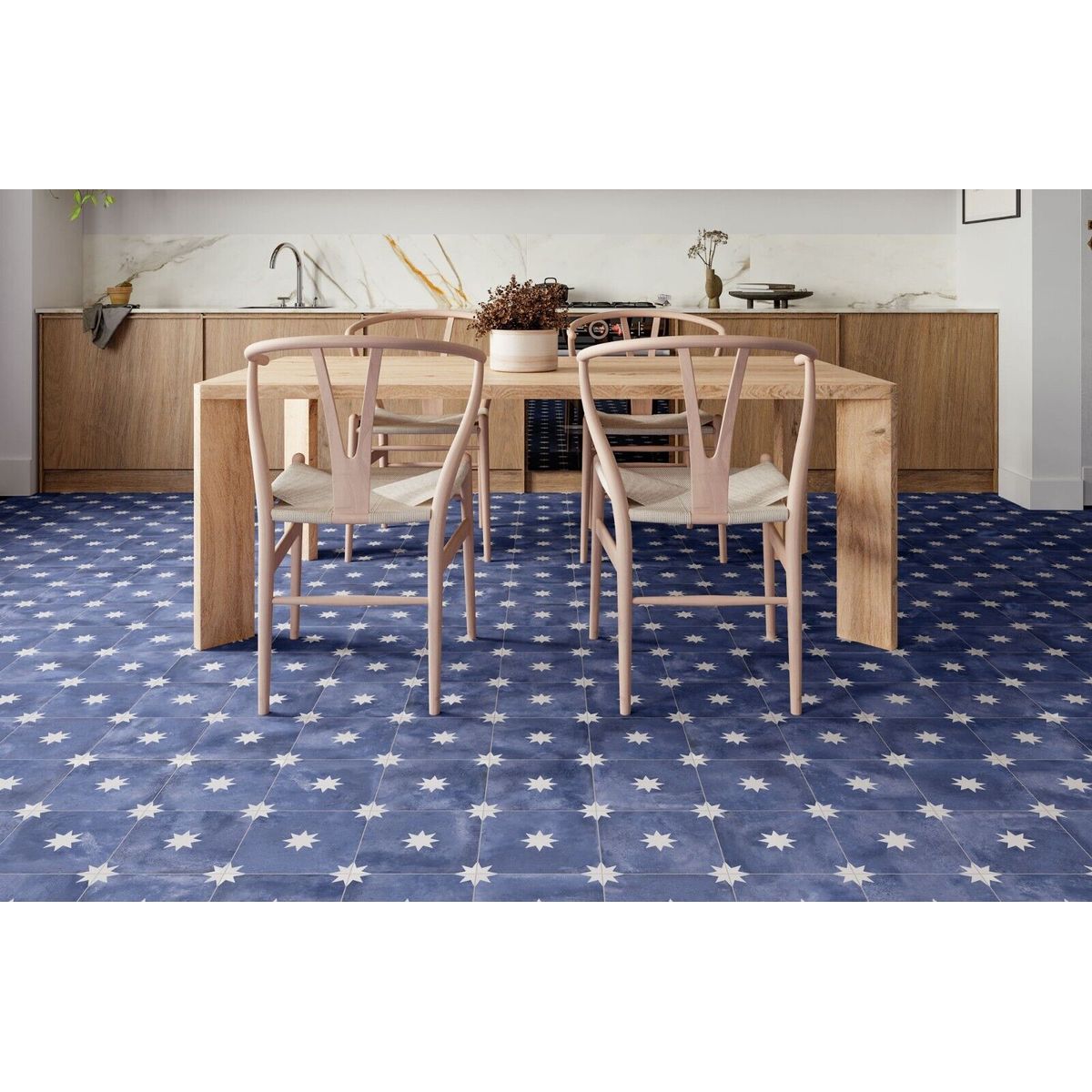 Starlight Navy Blue Moroccan Patterned Porcelain Wall Floor Tiles 44cm ...