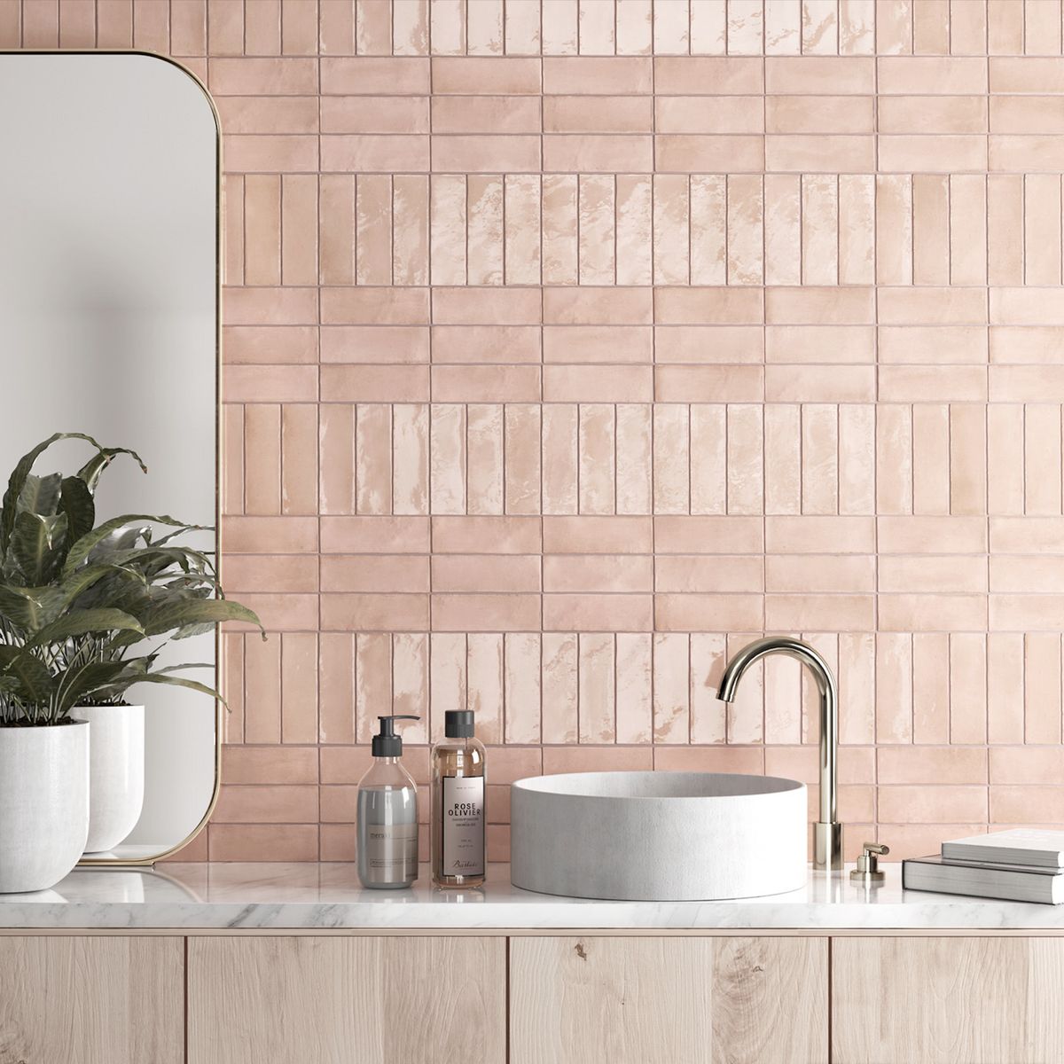 Atlas Pink Mini Brick MATT Tile 5cm x 15cm — Artisan Tile Company