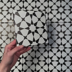 Agraba Mini Black & White | Moroccan Style | 15cm x 15cm — Artisan Tile ...