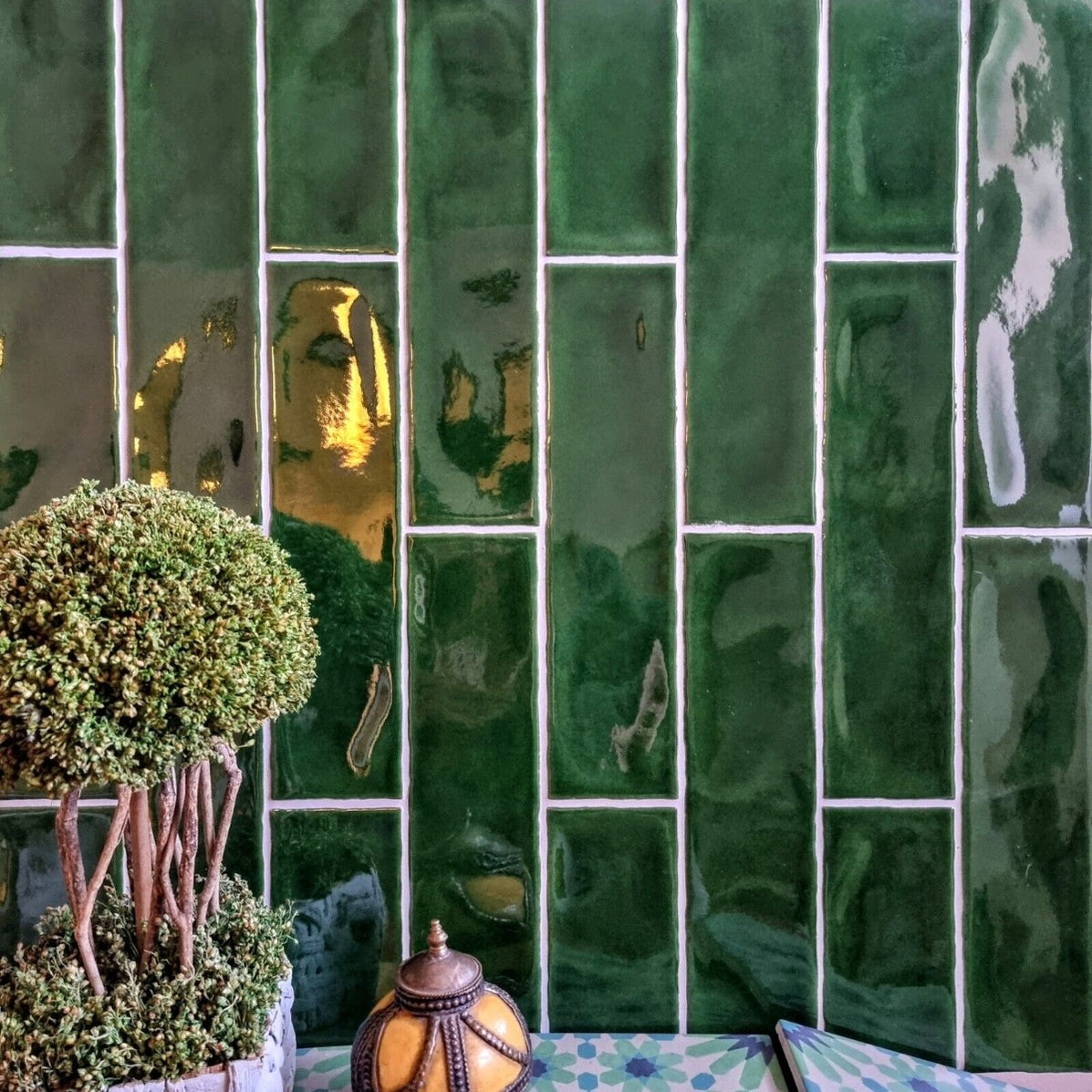 Countryside Tile | Gloss Victorian Green| Handmade Effect | Rustic Til ...