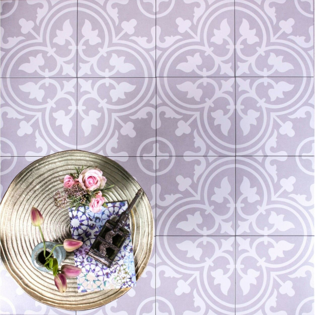 Paris Silver Grey Victorian Kitchen Tiles 25cm x 25cm FULL TILE SAMPLE ...