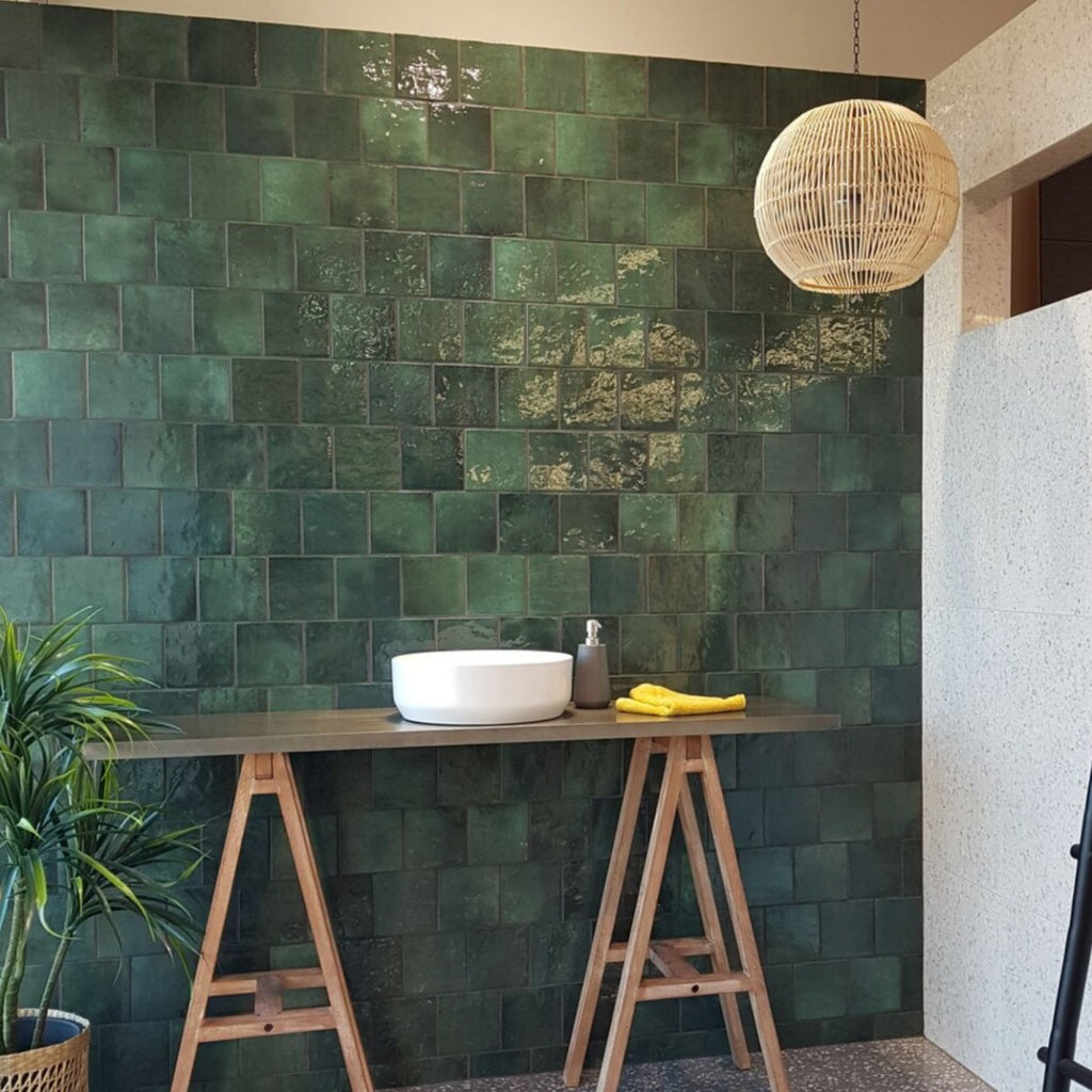 Zellij Gloss Green Square | Moroccan Style | 13.2cm x 13.2cm — Artisan ...
