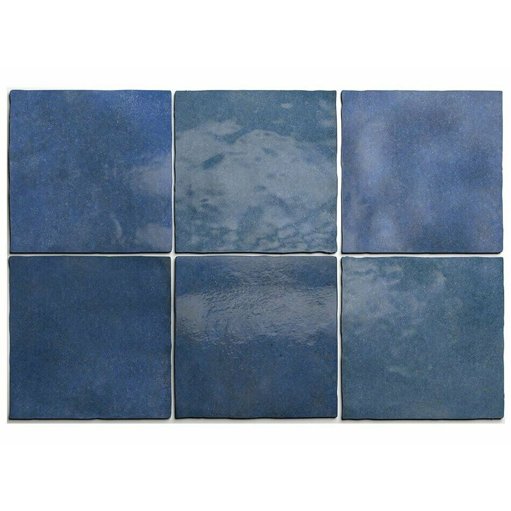 FULL TILE SAMPLE Zellij Square ROYAL BLUE Moroccan Handmade Style 13.2 ...