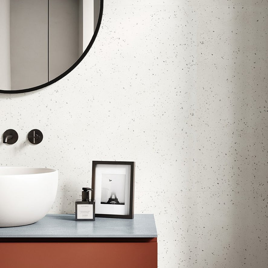 Veneto Micro White Terrazzo Concrete style Porcelain Tiles 60cm x 60cm ...