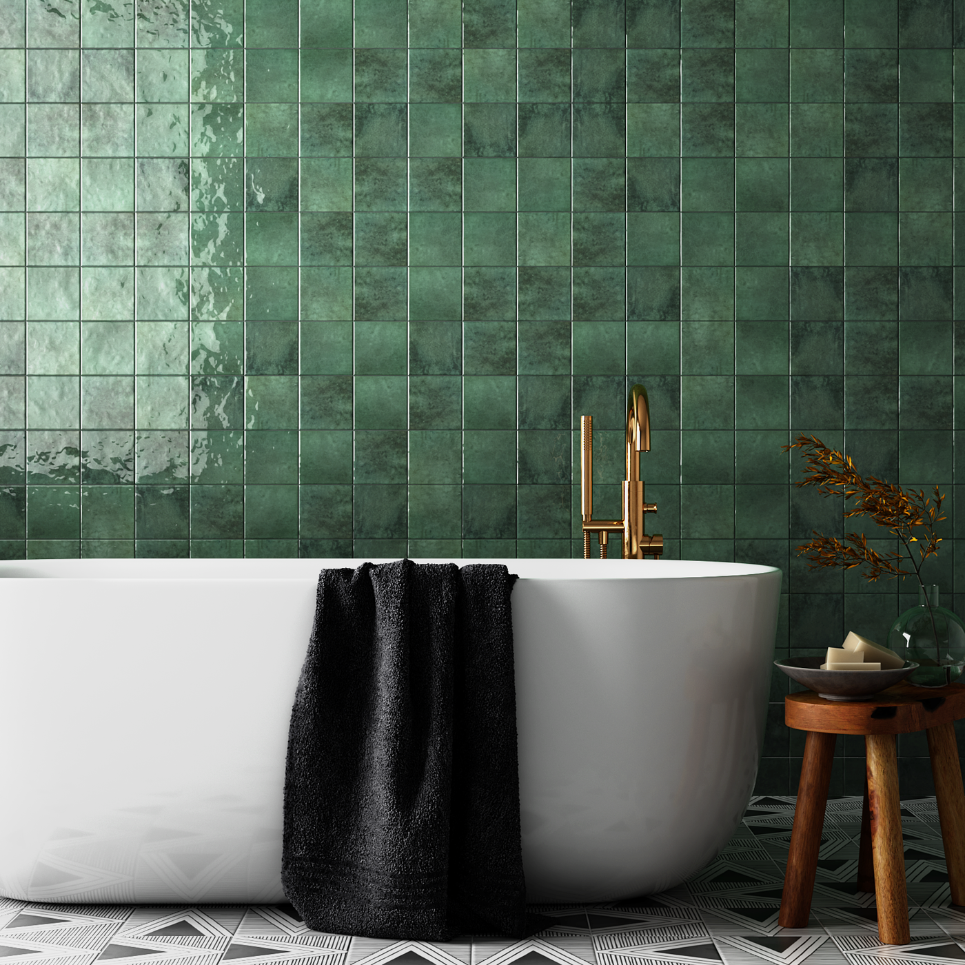 Zellij Gloss Green Square | Moroccan Style | 13.2cm x 13.2cm — Artisan ...