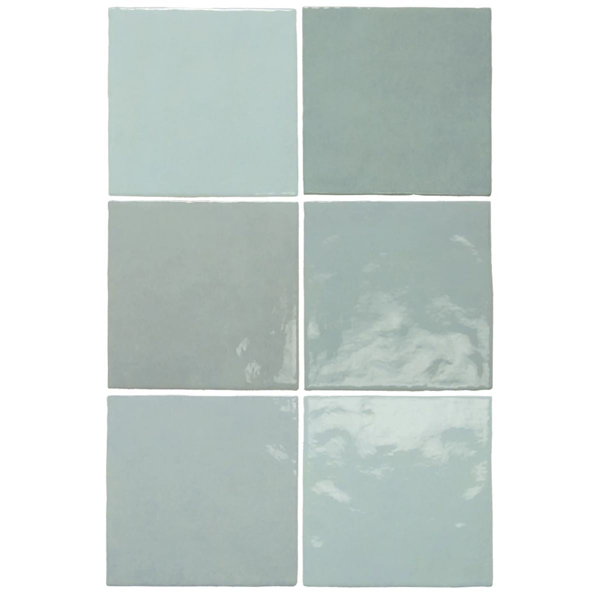 Zellij Square Aqua Blue Moroccan Handmade Style Wall Tile 13.2cm x 13.